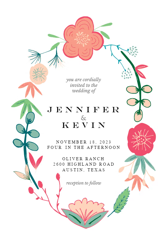 Spring Flowers - Wedding Invitation Template (free) | Greetings Island