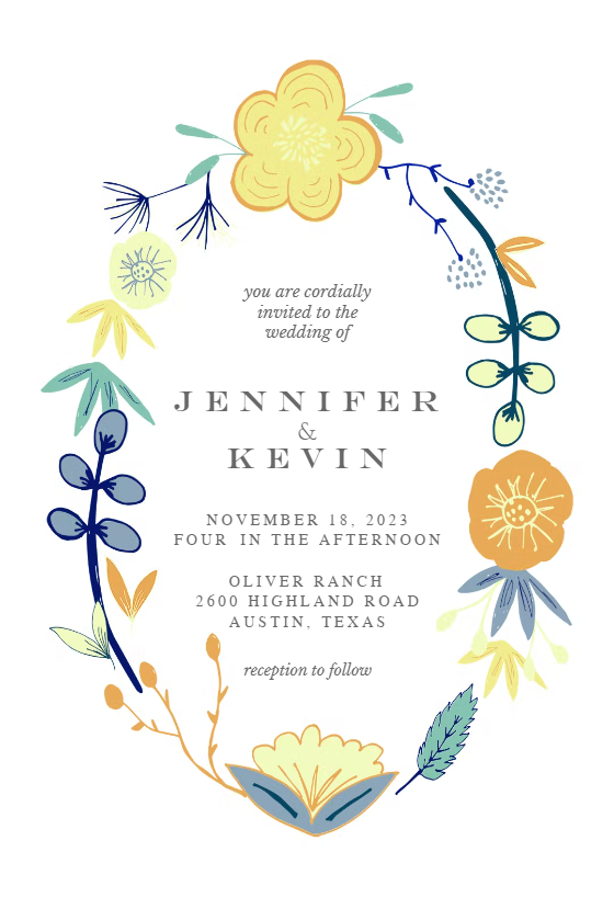 Spring Flowers - Wedding Invitation Template (Free) | Greetings Island