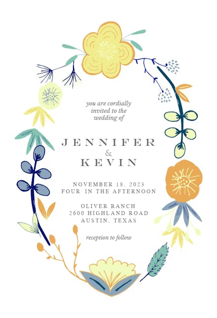 Spring Flowers - Wedding Invitation Template (Free) | Greetings Island