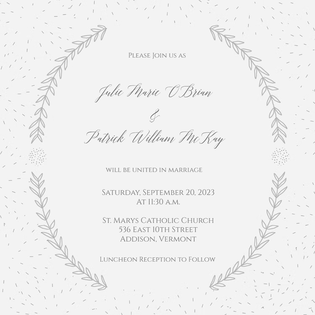 Stylized Laurels - Wedding Invitation Template (Free) | Greetings Island