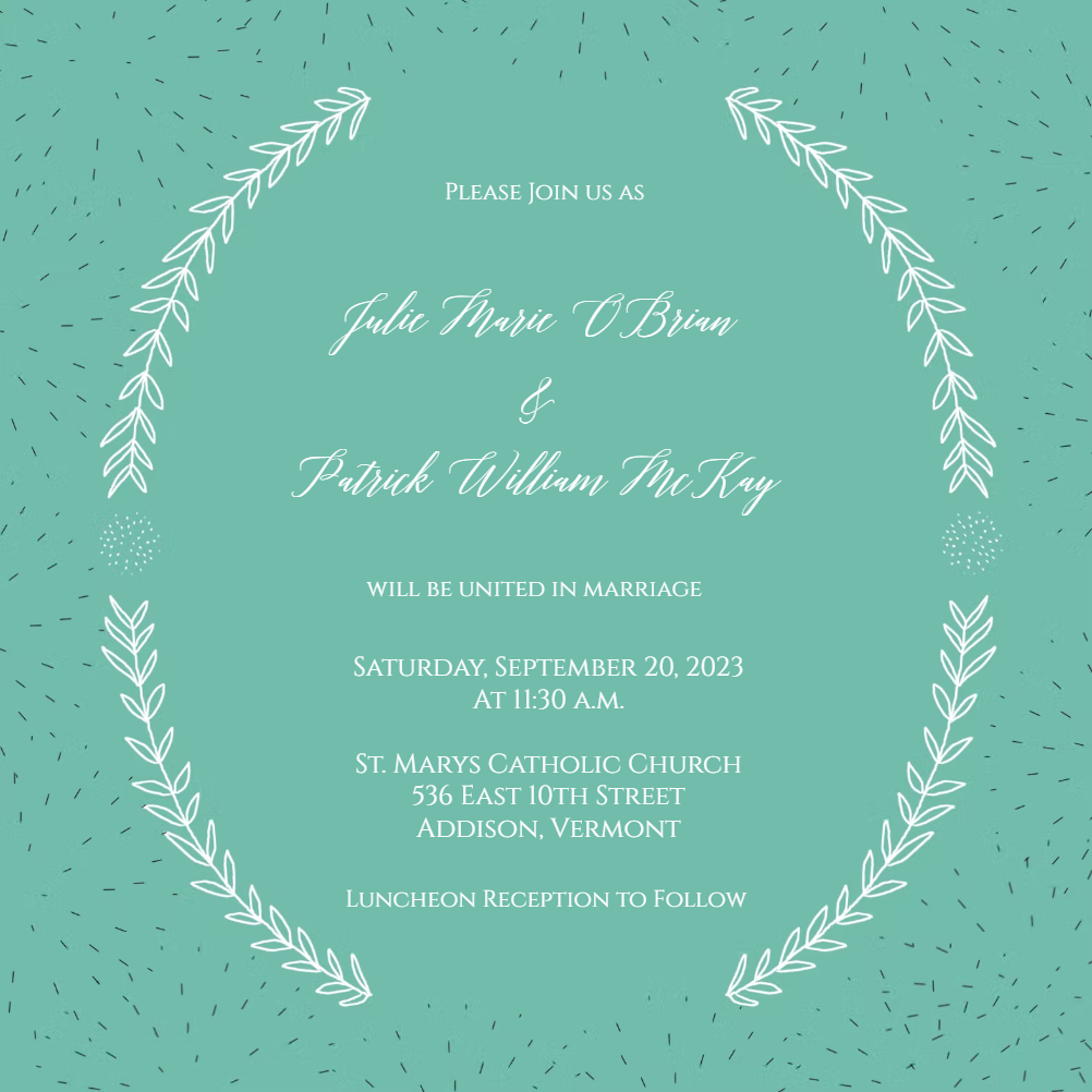 Stylized Laurels - Wedding Invitation Template (Free) | Greetings Island