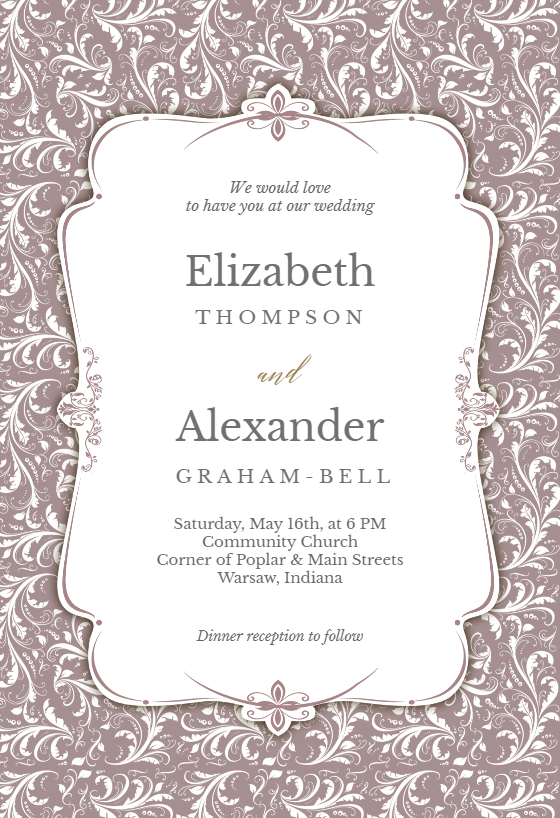Vintage Frame - Wedding Invitation Template (free) | Greetings Island