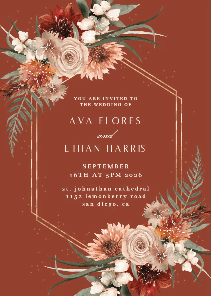 Terracotta Frame - Wedding Invitation Template | Greetings Island