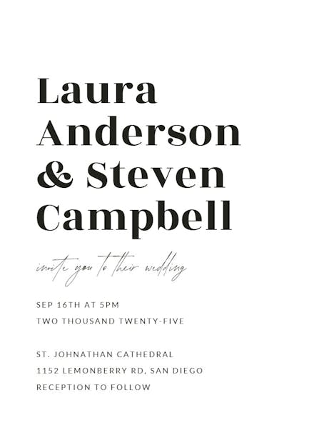Trendy Bold Text - Wedding Invitation Template (Free) | Greetings Island