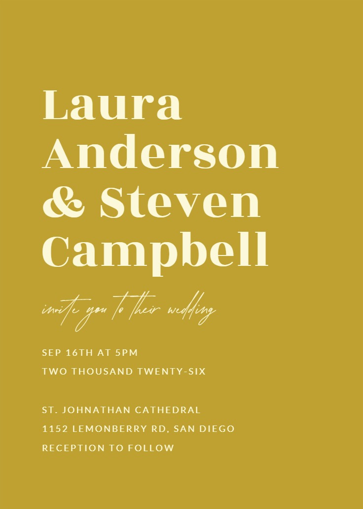 Trendy Bold Text - Wedding Invitation Template (Free) | Greetings Island