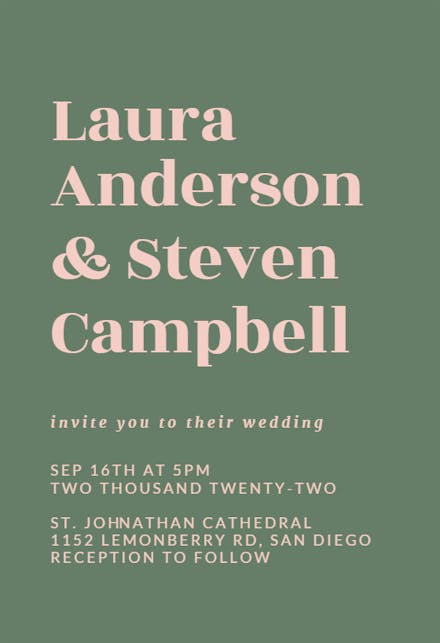 Trendy Bold Text - Wedding Invitation Template (Free) | Greetings Island