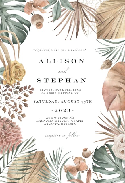 Tropical Boho Frame - Wedding Invitation Template (Free) | Greetings Island