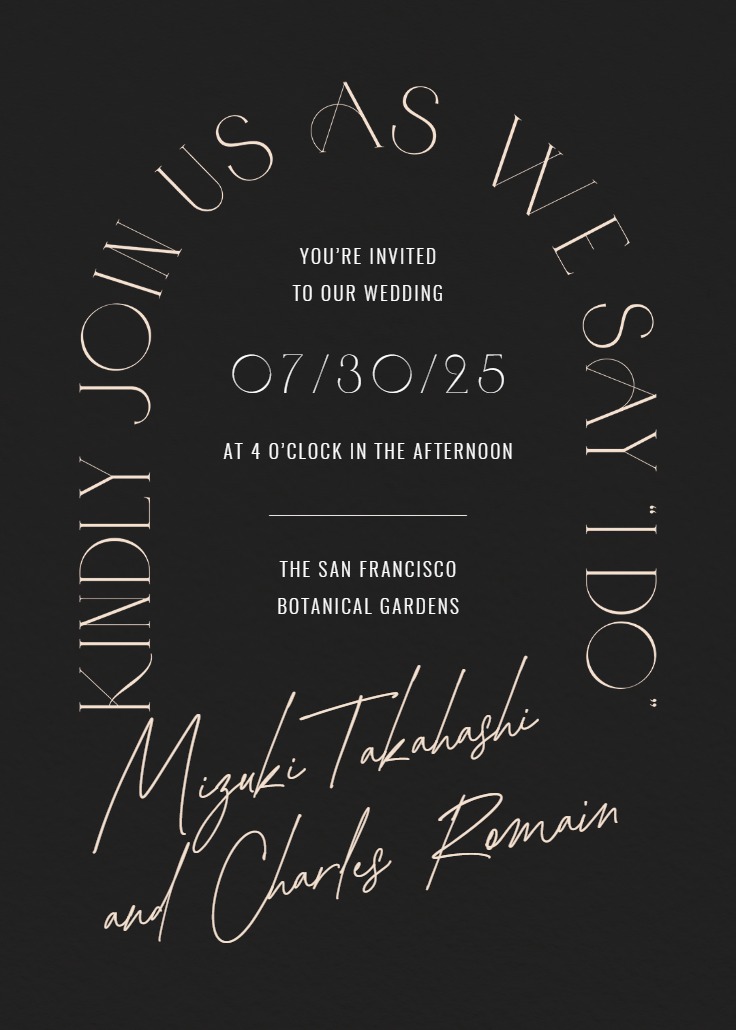 Typographic Romance - Wedding Invitation Template (Free) | Greetings Island