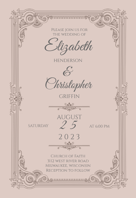 Vintage Frame - Wedding Invitation Template (free) | Greetings Island
