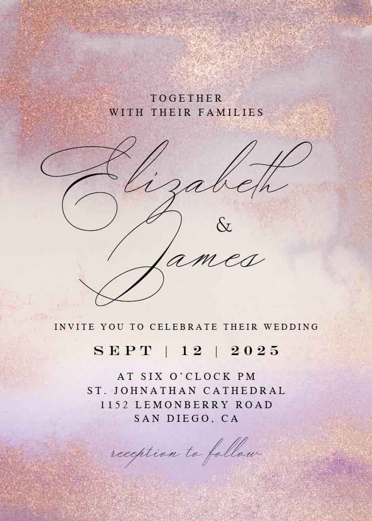 Violet Glitter - RSVP card Template (Free) | Greetings Island