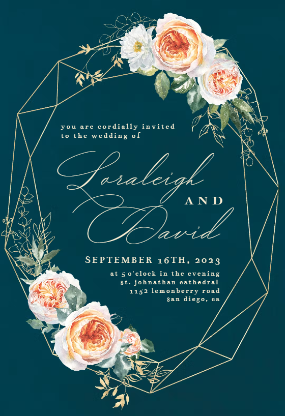 Floral polygon frame - Wedding Invitation Template | Greetings Island