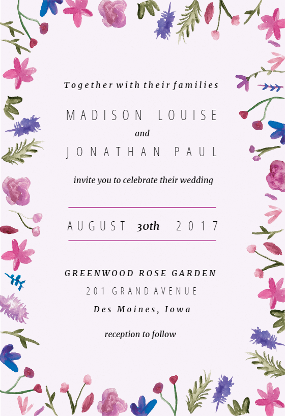 Spring Flowers - Wedding Invitation Template (free) | Greetings Island