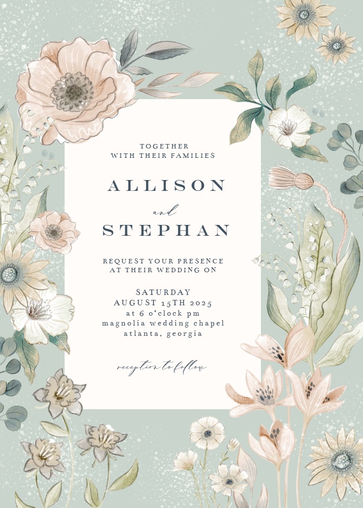 Whimsical blush - RSVP card Template (Free) | Greetings Island