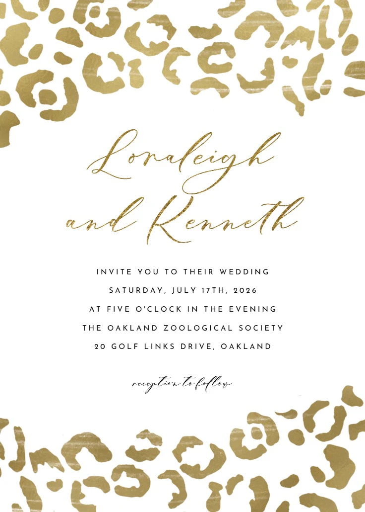 Wild leopard - Wedding Invitation Template (Free) | Greetings Island