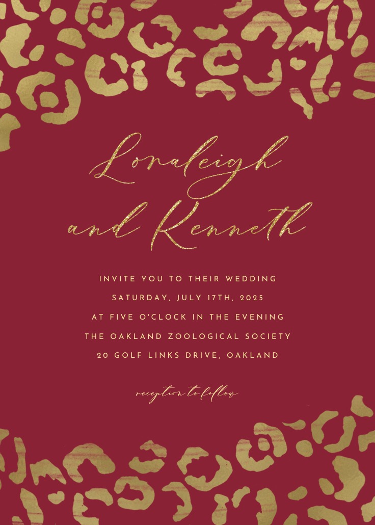 Wild leopard - Wedding Invitation Template (Free) | Greetings Island