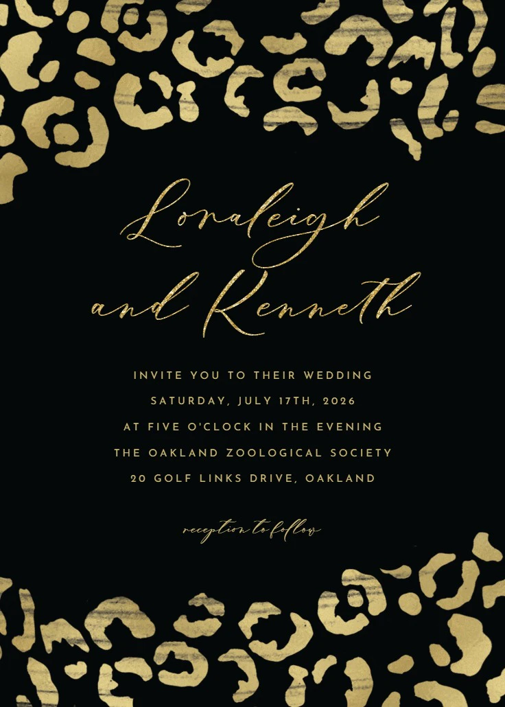 Wild leopard - Wedding Invitation Template (Free) | Greetings Island