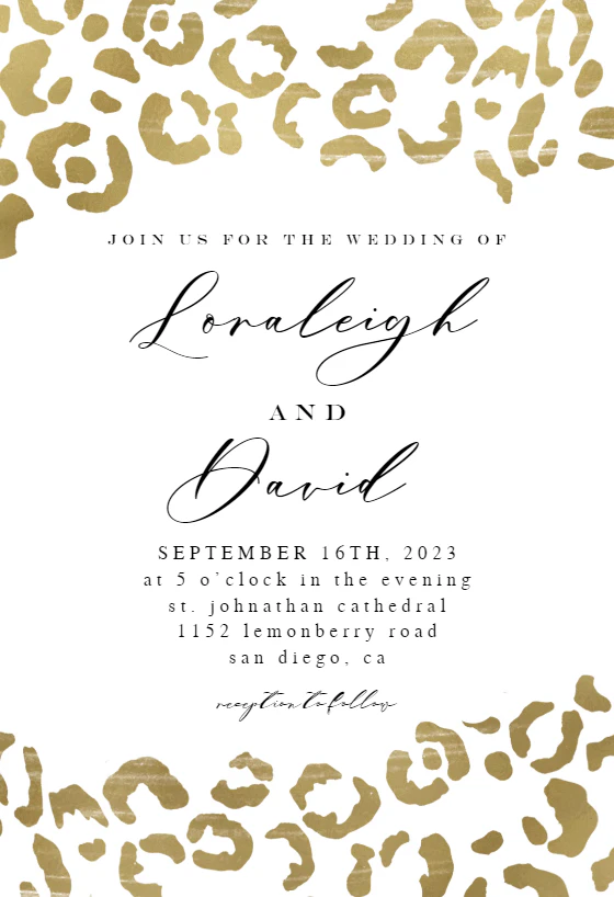Wild Leopard - Wedding Invitation Template (Free) | Greetings Island