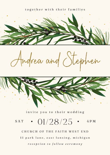 Winter Wreath - Wedding Invitation Template (Free) | Greetings Island