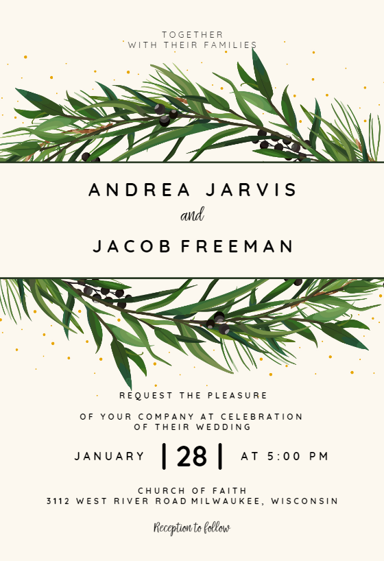 Winter Wreath - Wedding Invitation Template (Free) | Greetings Island
