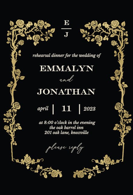 Floral Frame - Rehearsal Dinner Party Invitation Template | Greetings ...