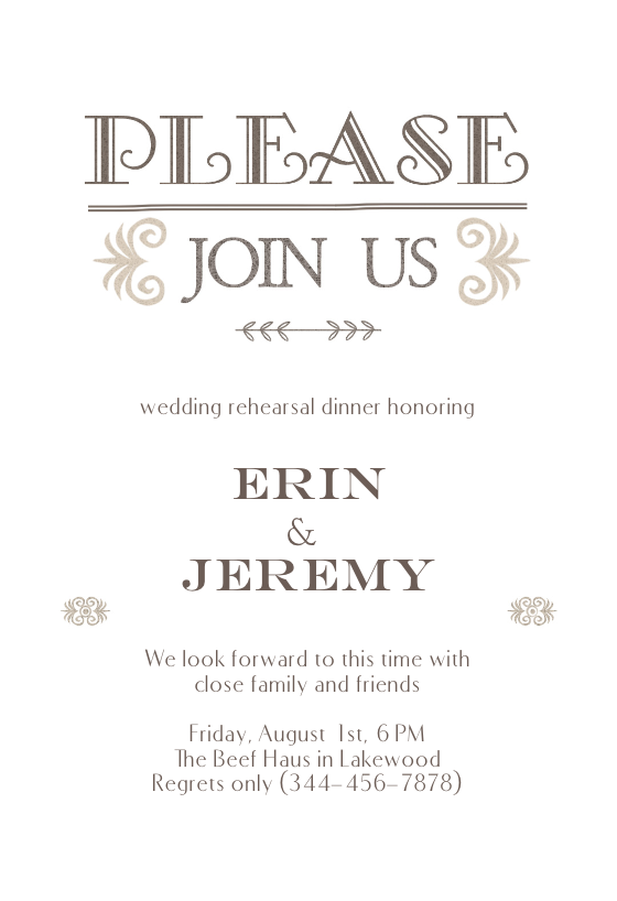 In Honor Of - Rehearsal Dinner Party Invitation Template (Free ...