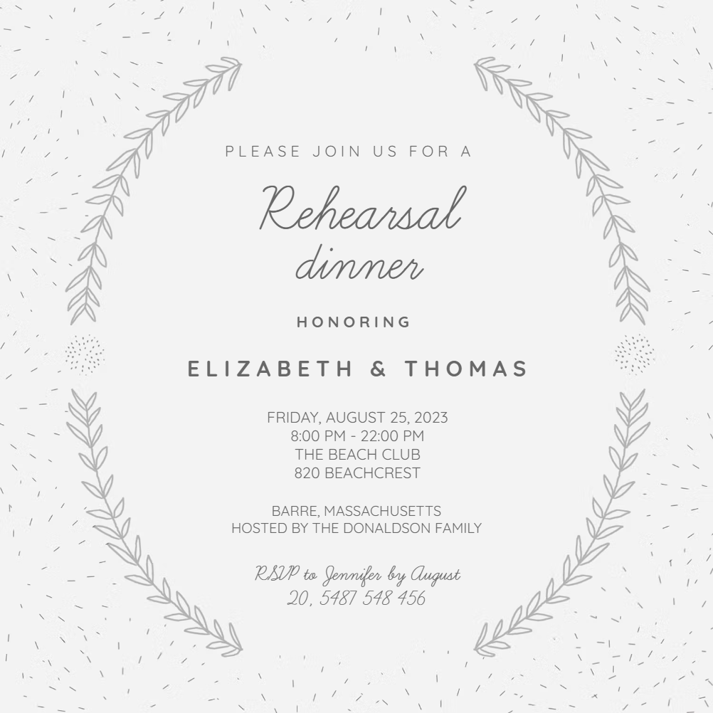 Simple Vintage - Rehearsal Dinner Party Invitation Template (Free ...