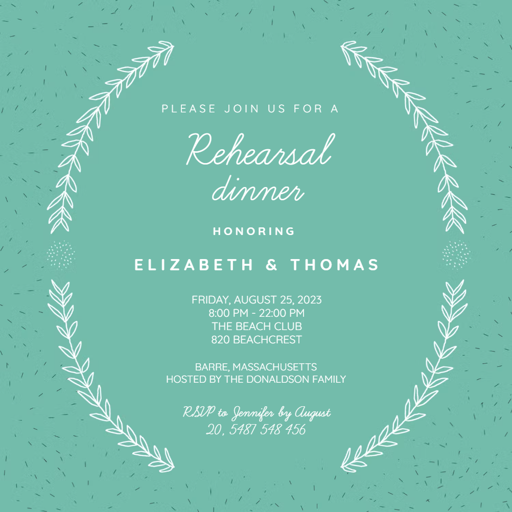Simple Vintage - Rehearsal Dinner Party Invitation Template (Free ...