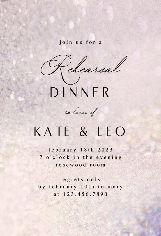 Romantic Shimmer - Rehearsal Dinner Party Invitation Template (Free ...