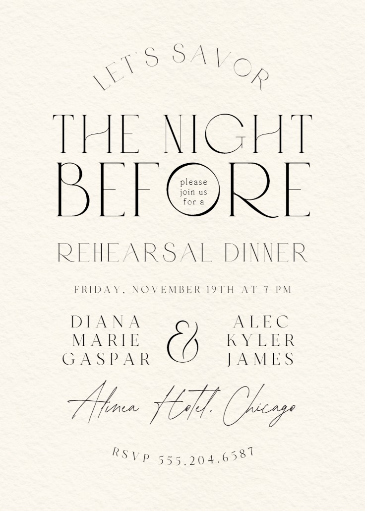 Savor the Night Before - Rehearsal Dinner Party Invitation Template ...