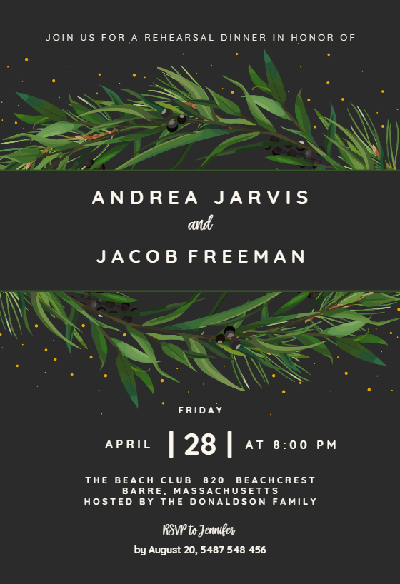 Winter Wreath - Rehearsal Dinner Party Invitation Template (Free ...