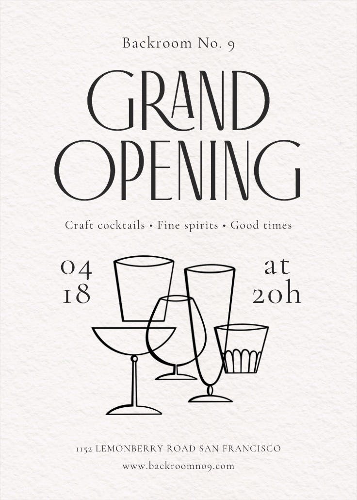 Backroom No. 9 - Grand opening Poster Template (Free) | Greetings Island