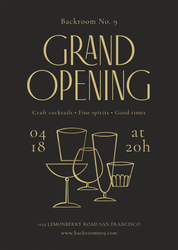 Backroom No. 9 - Grand opening Poster Template (Free) | Greetings Island