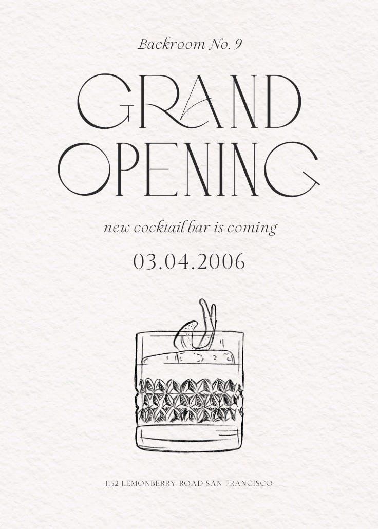 New Cocktail - Grand opening Poster Template (Free) | Greetings Island