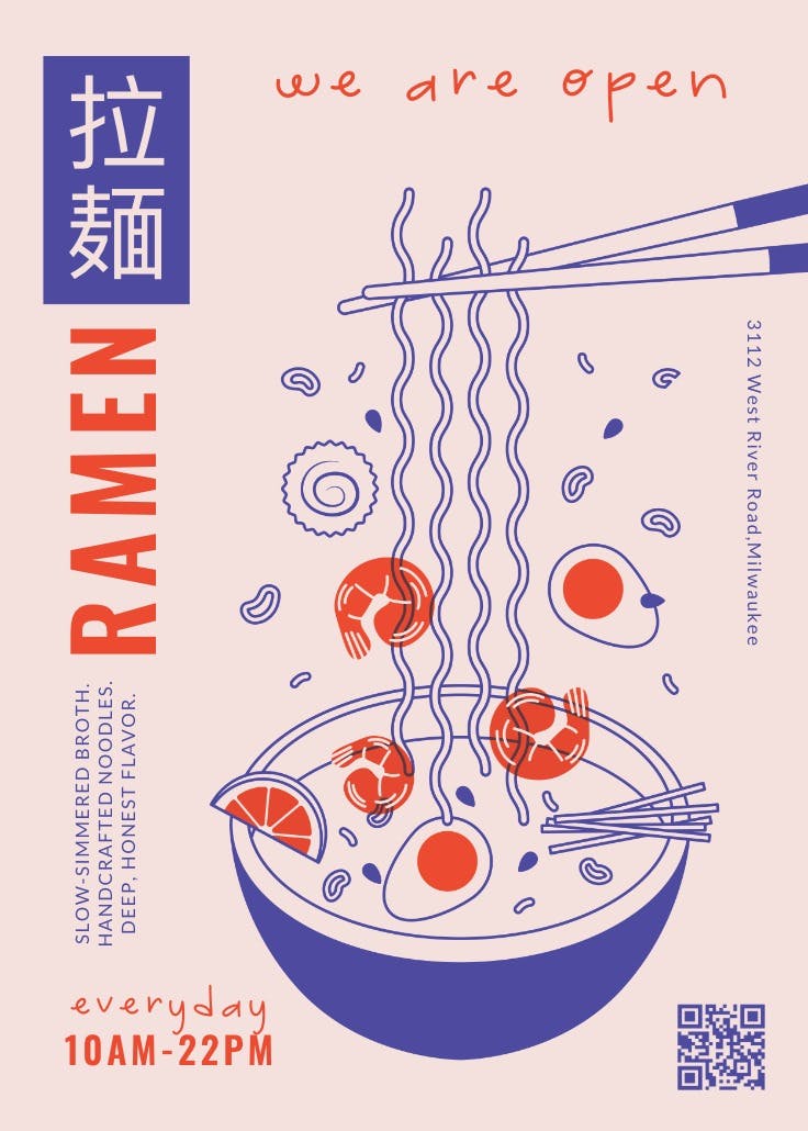 Ramen Bar - Grand opening Poster Template (Free) | Greetings Island