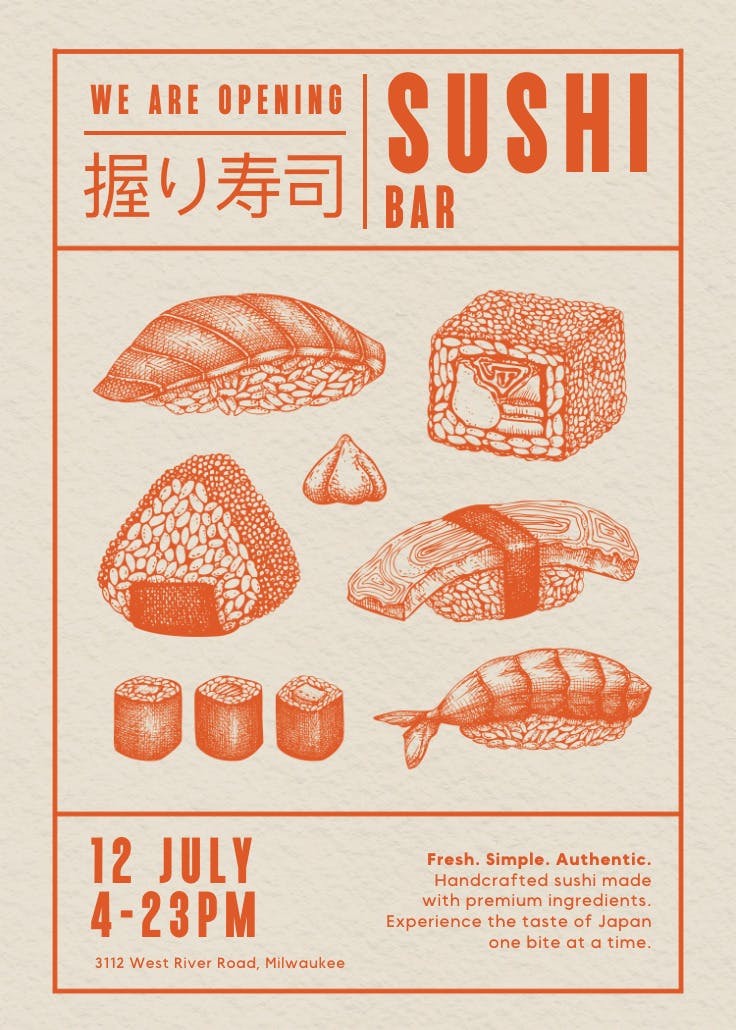 Sushi Bar - Business Poster Template (Free) | Greetings Island