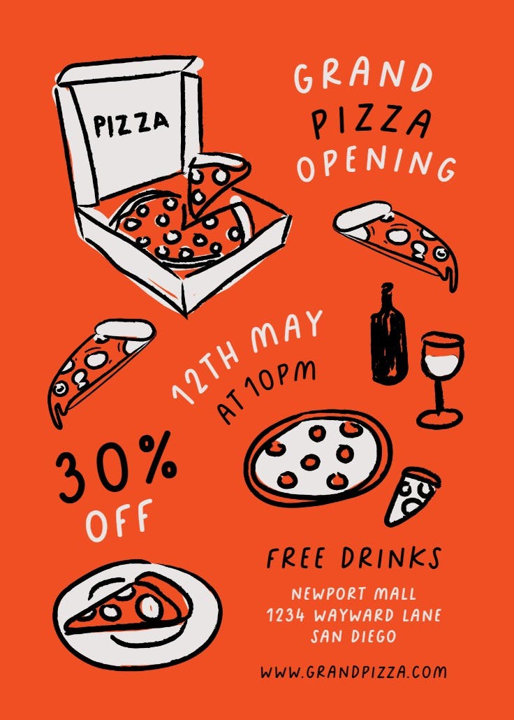Grand Pizza - Business Poster Template (Free) | Greetings Island