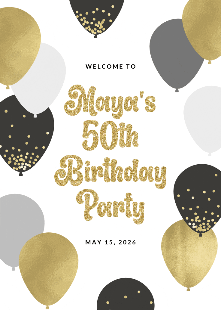 Luxe balloons - Events Poster Template | Greetings Island