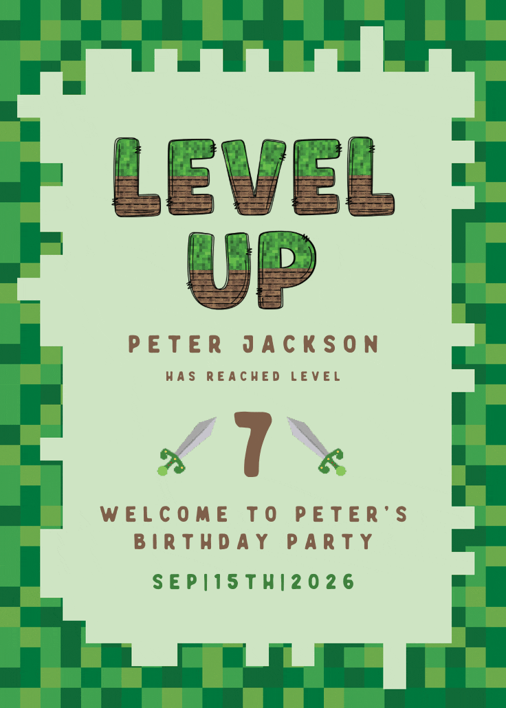 Pixelated Birthday - Events Poster Template (Free) | Greetings Island