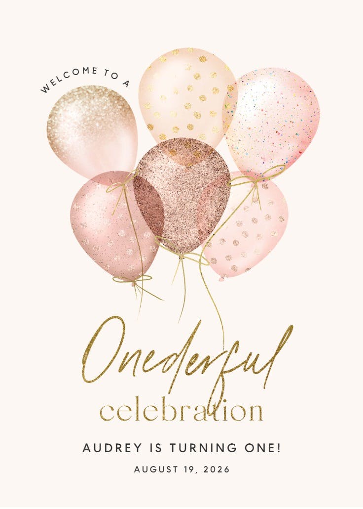 Whimsical glitter balloons - Events Poster Template | Greetings Island