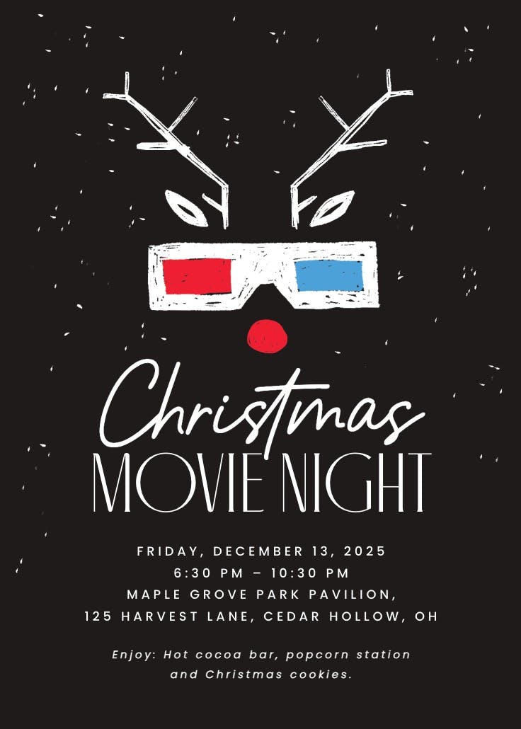 Rudolph Movie Night - Events Poster Template (Free) | Greetings Island