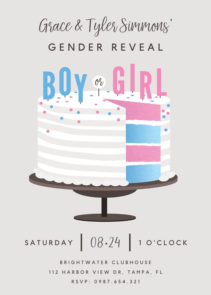 Cake Slice - Gender reveal Poster Template | Greetings Island