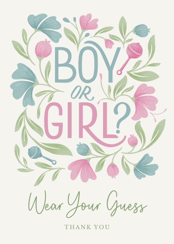Floral reveal - Gender reveal Poster Template | Greetings Island