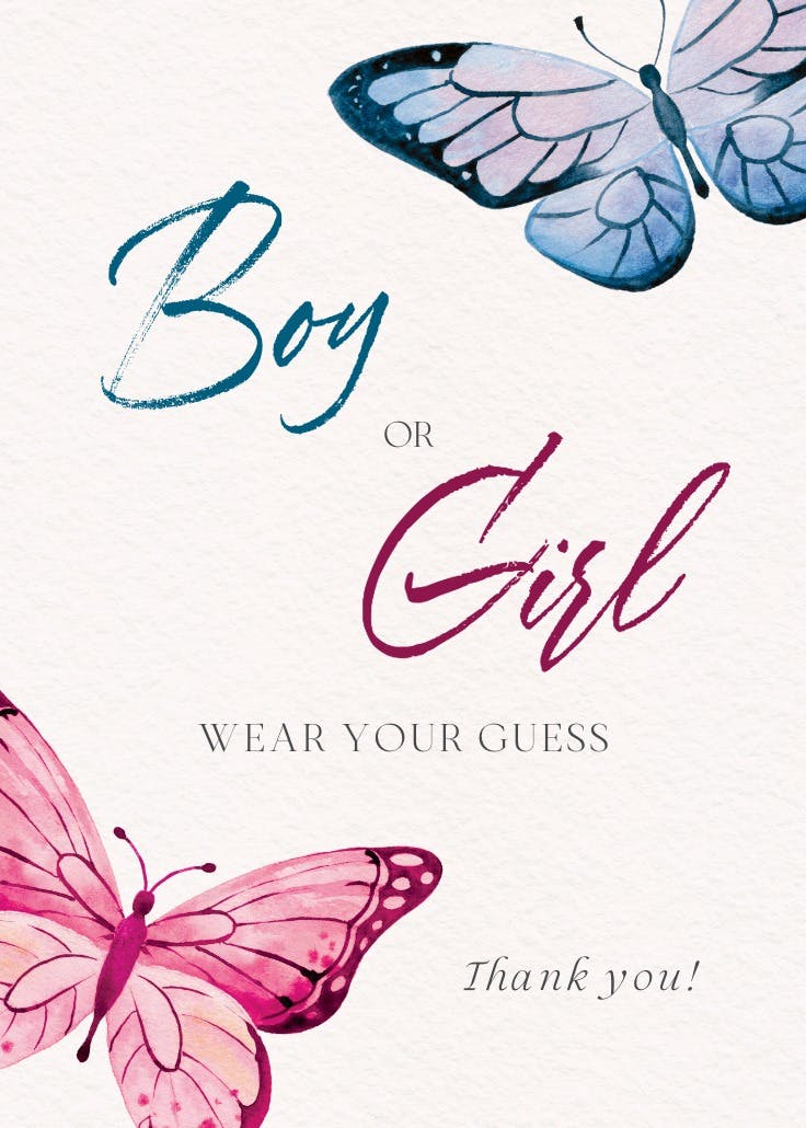 Flutter Wings - Gender reveal Poster Template | Greetings Island