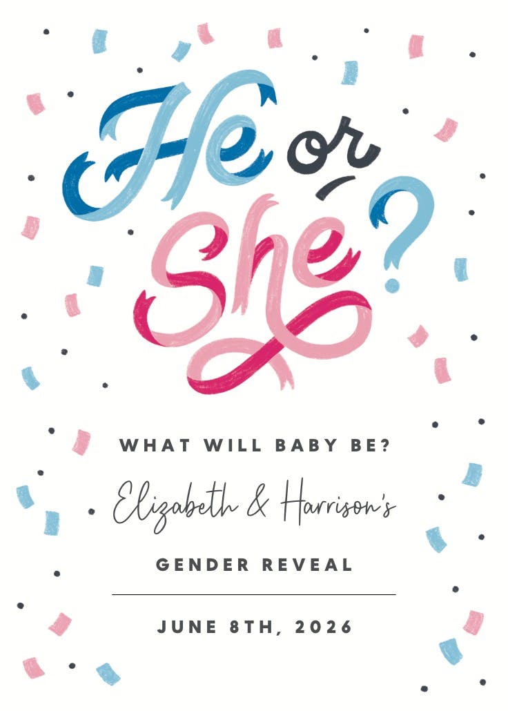 Ribbon type - Gender reveal Poster Template | Greetings Island