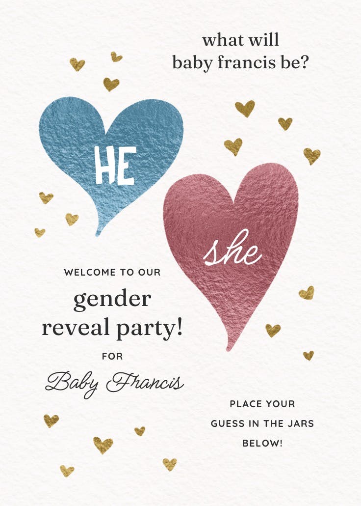 Two Hearts - Gender reveal Poster Template (Free) | Greetings Island
