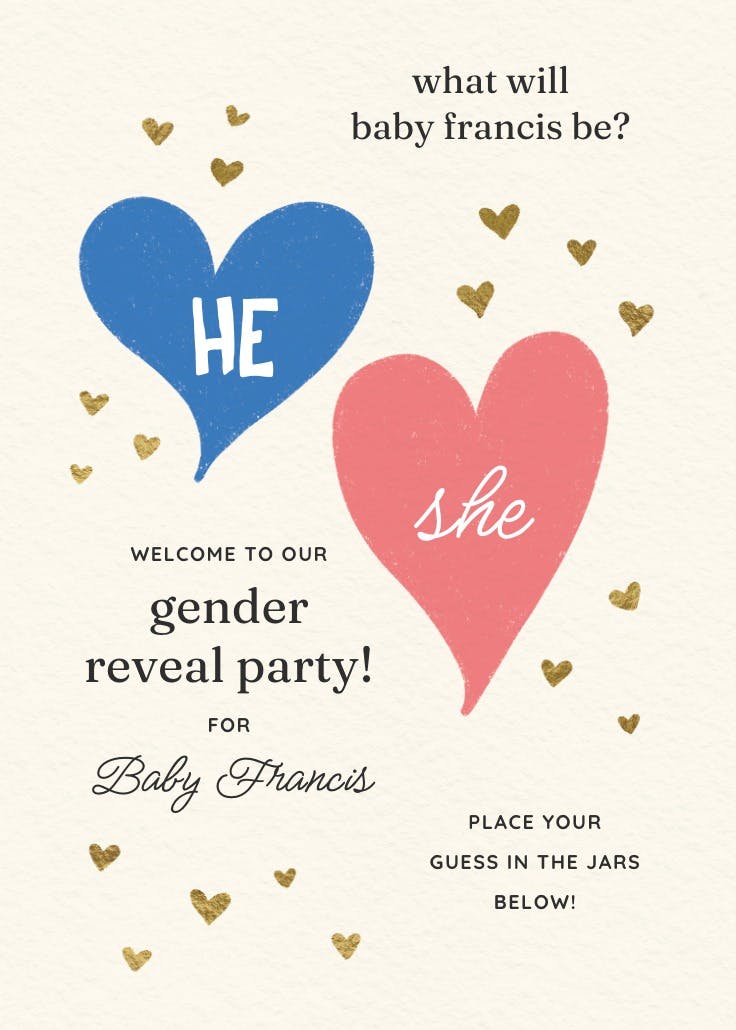 Two Hearts - Gender reveal Poster Template (Free) | Greetings Island