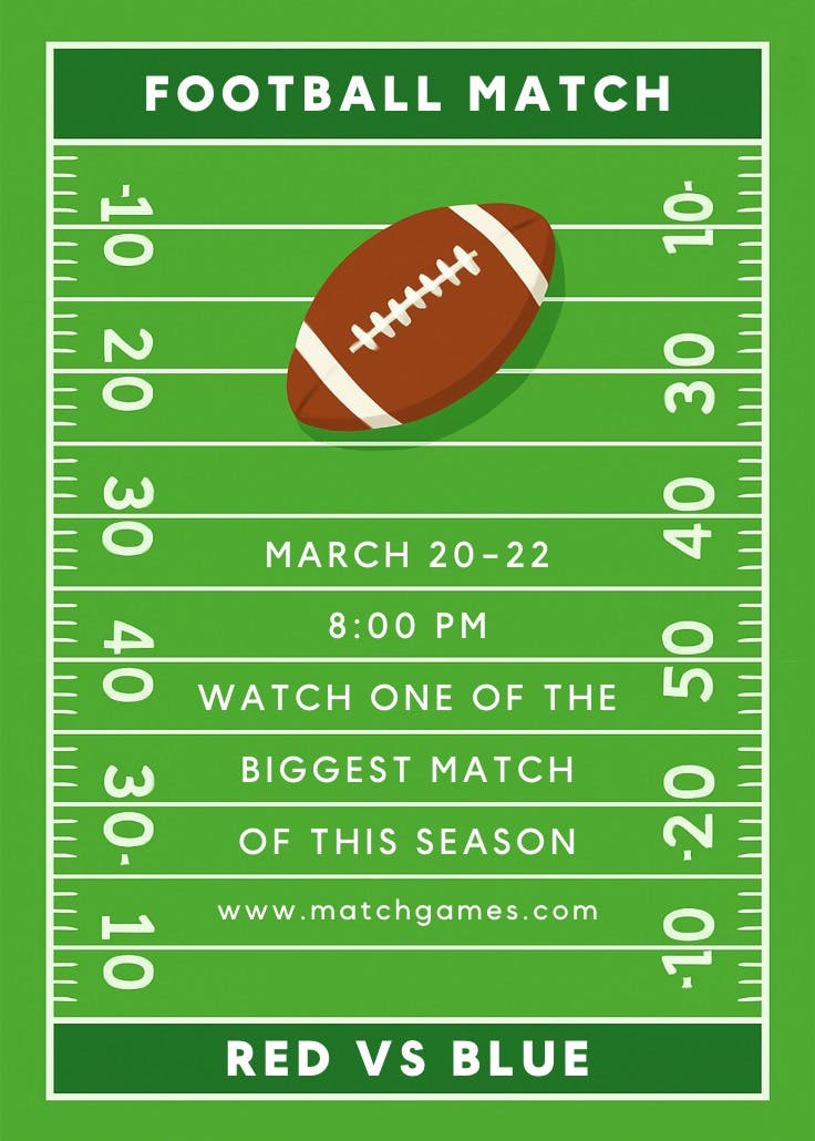 Football Party - Events Poster Template (Free) | Greetings Island