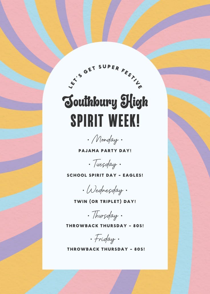 Groovy Spirit Week - Homecoming Poster Template (Free) | Greetings Island