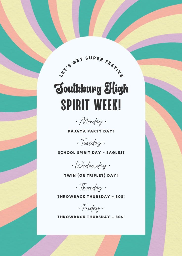 Groovy Spirit Week - Homecoming Poster Template (Free) | Greetings Island
