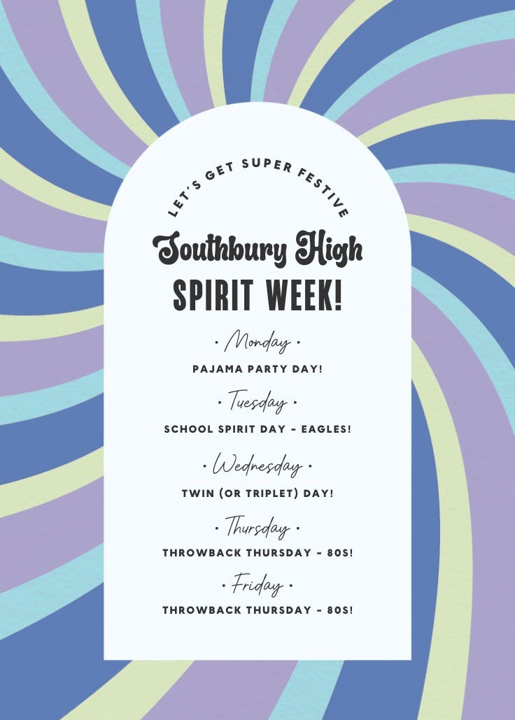 Groovy Spirit Week - Homecoming Poster Template (Free) | Greetings Island